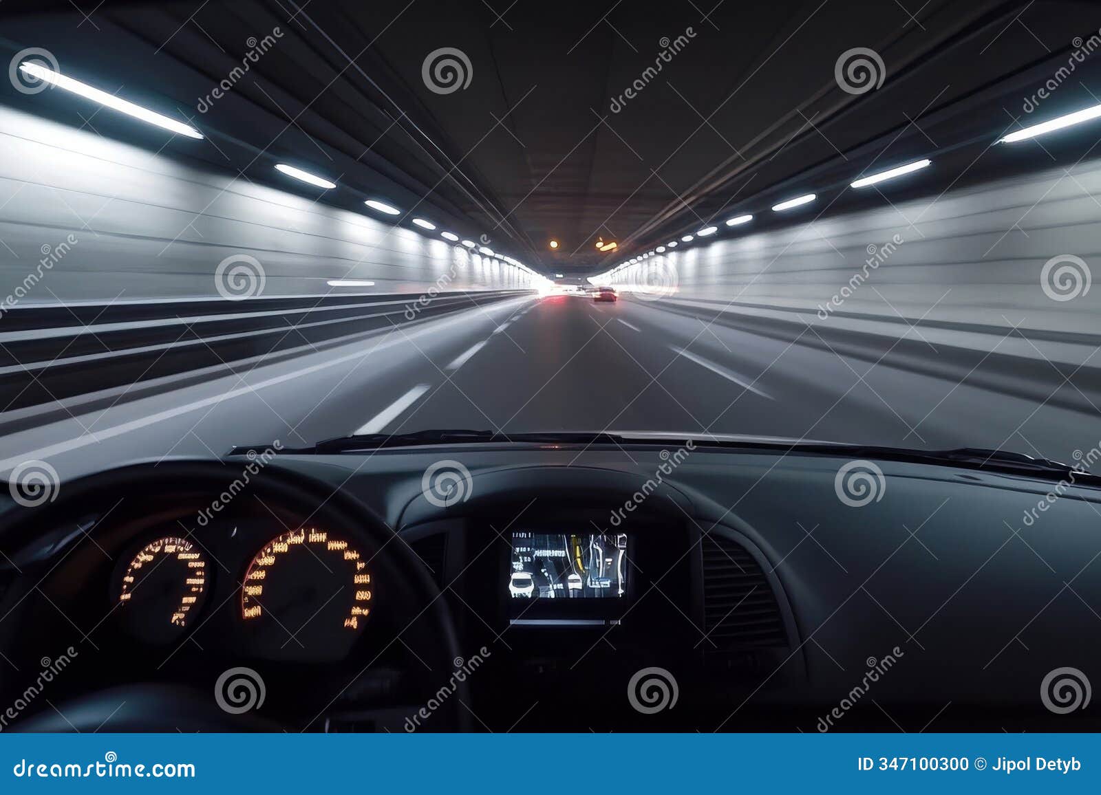 The Point-of-view Perspective from a Driving Car on a Highway. Stock ...