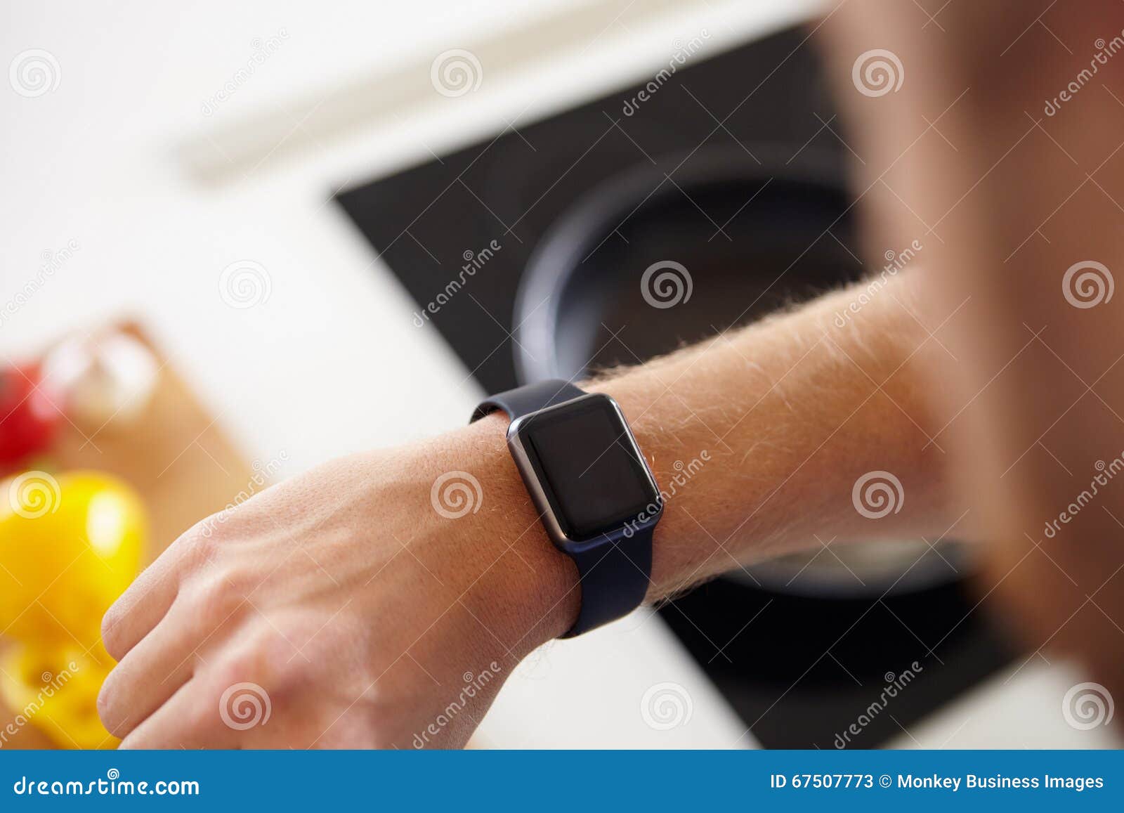 Point of View Shot of Man Wearing Smart Watch Stock Image - Image of ...