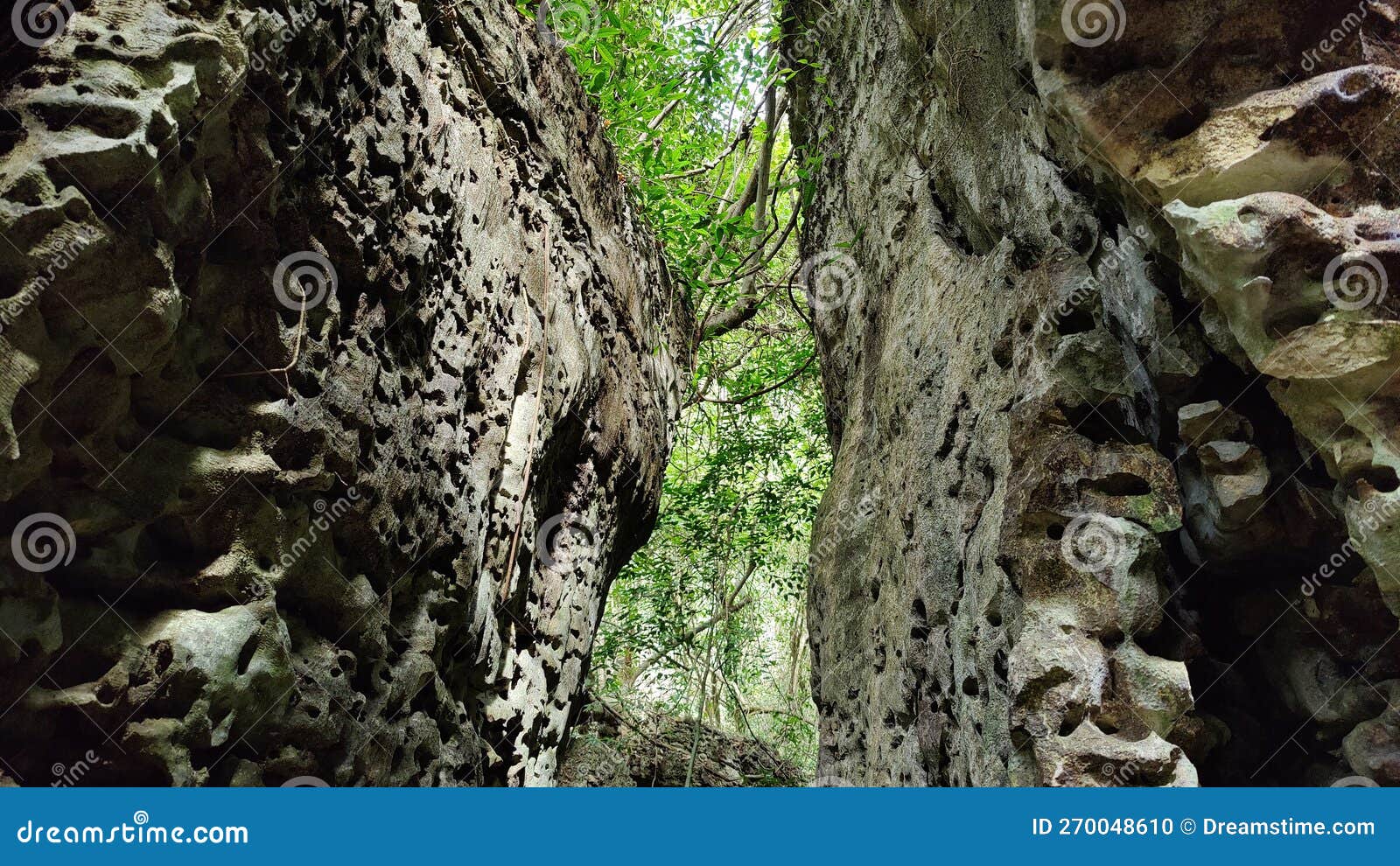 Point of View in between Tall Rock Formations Stock Photo - Image of ...