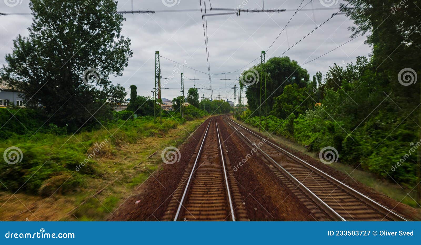 Point of View Train Travel Under Cloudy Sky Stock Image - Image of trip ...