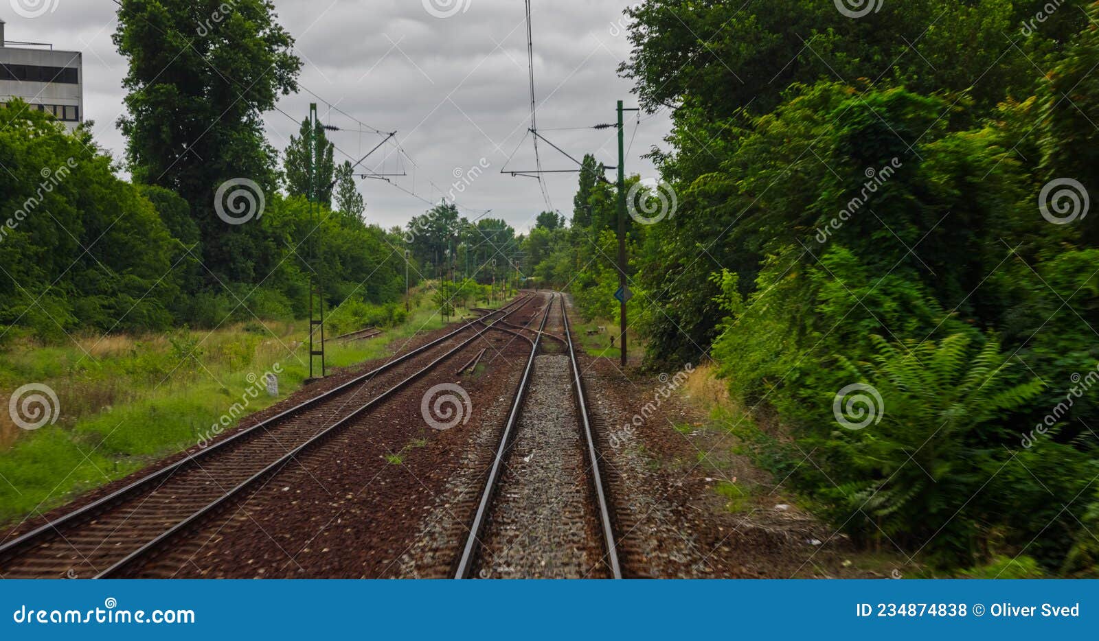 Point of View Train Travel Under Cloudy Sky Stock Photo - Image of ...