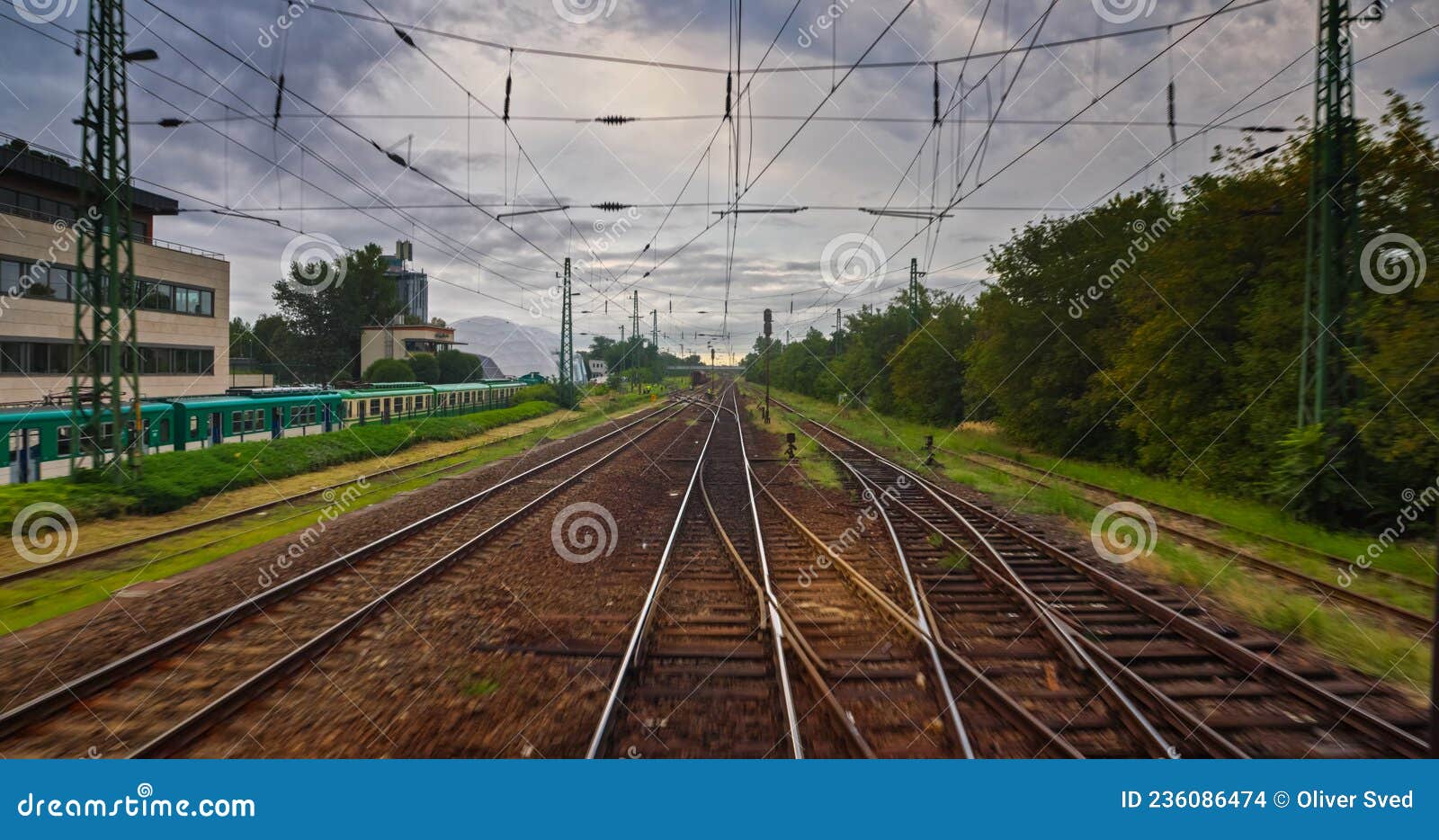 Point of View Train Travel Under Cloudy Sky Stock Photo - Image of ...