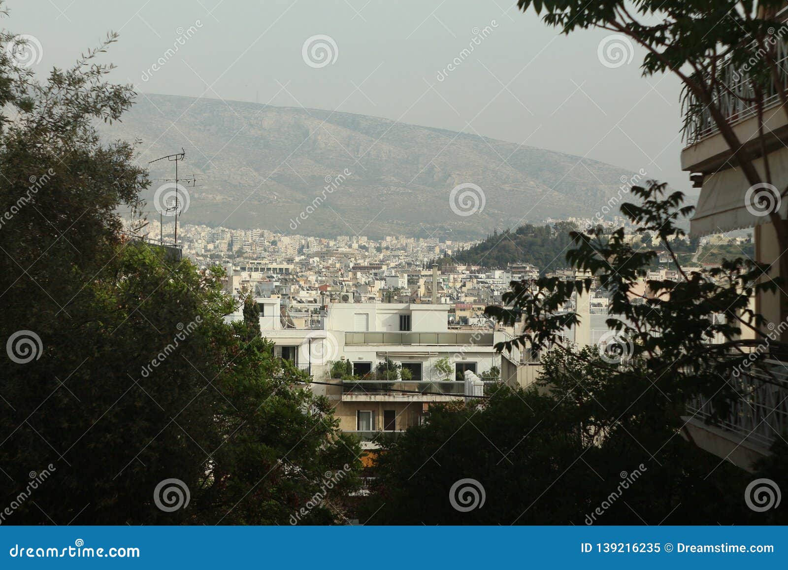 Panorama of Athens stock image. Image of landscape, fountain - 139216235