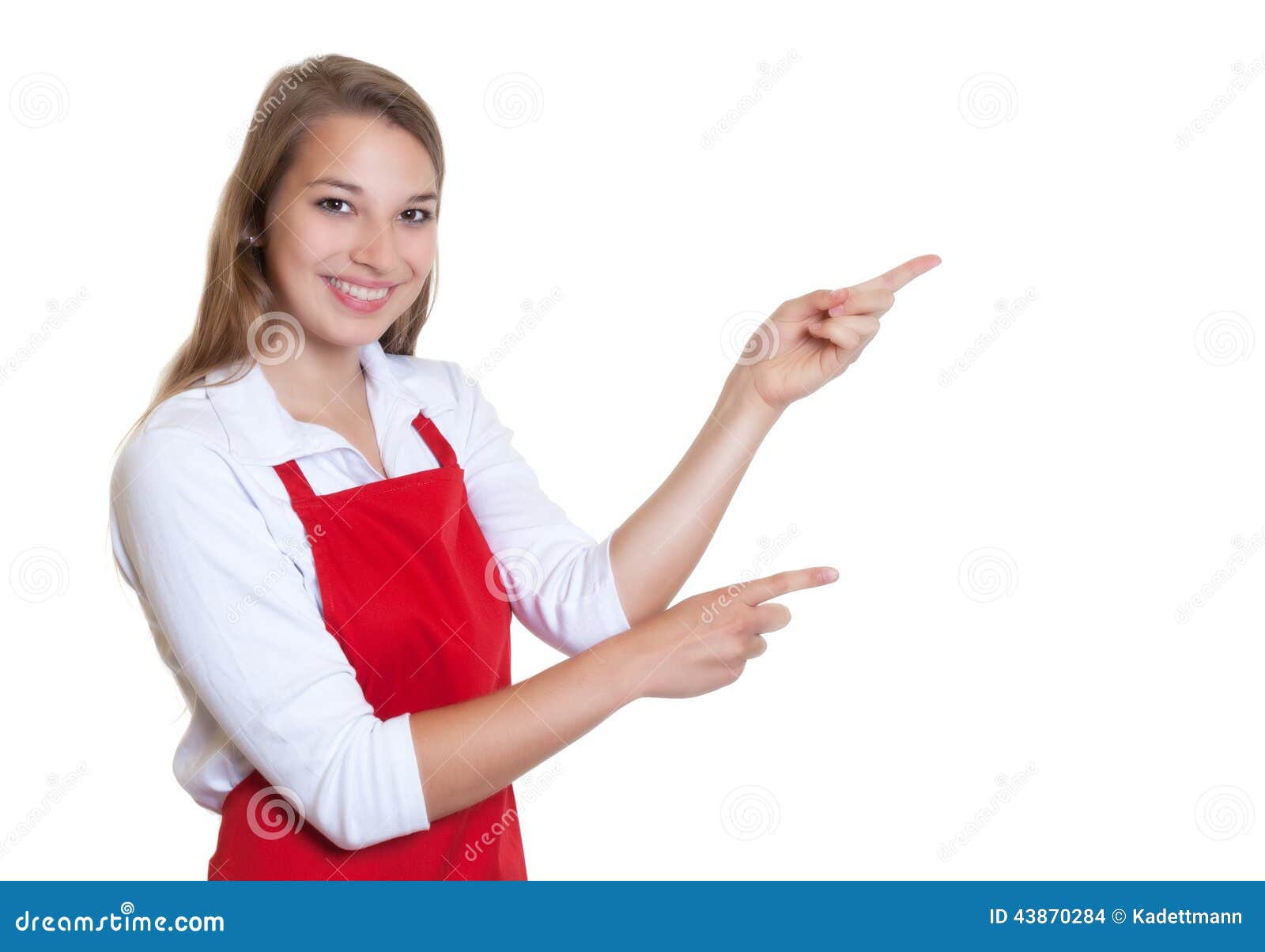 Pointage De La Serveuse Avec Le Tablier Rouge Photo stock - Image of ...