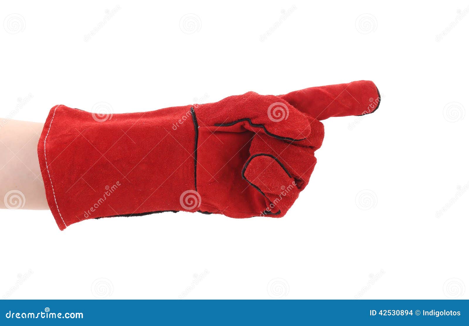 Pointage Du Doigt Dans Le Gant Rouge Photo stock - Image du isolement ...