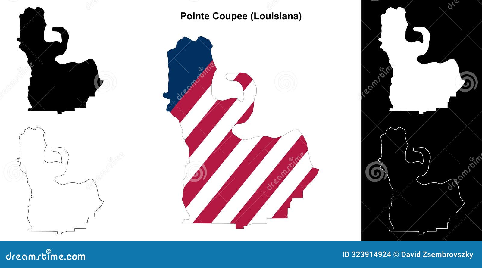Pointe Coupee outline map stock illustration. Illustration of area ...