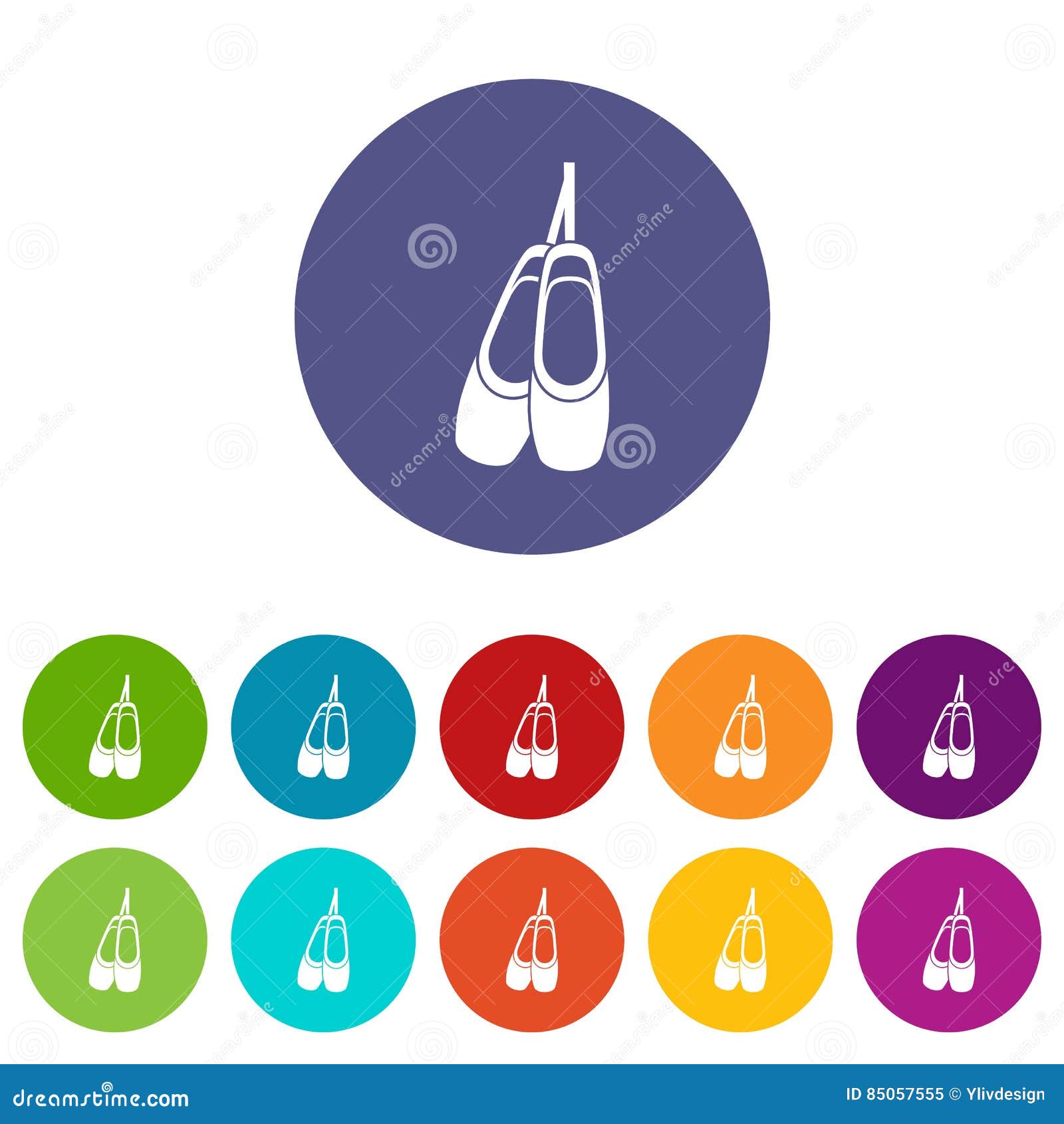 Pointe shoes set icons stock vector. Illustration of pair - 85057555