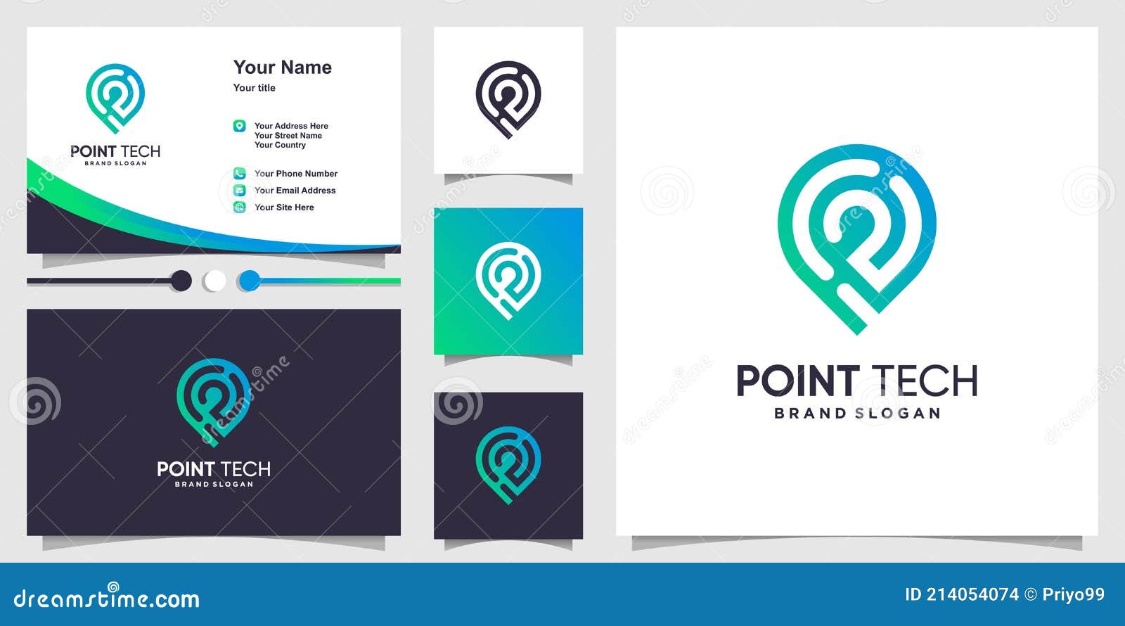 Point Tech Logo with Fresh Concept and Business Card Design Premium ...