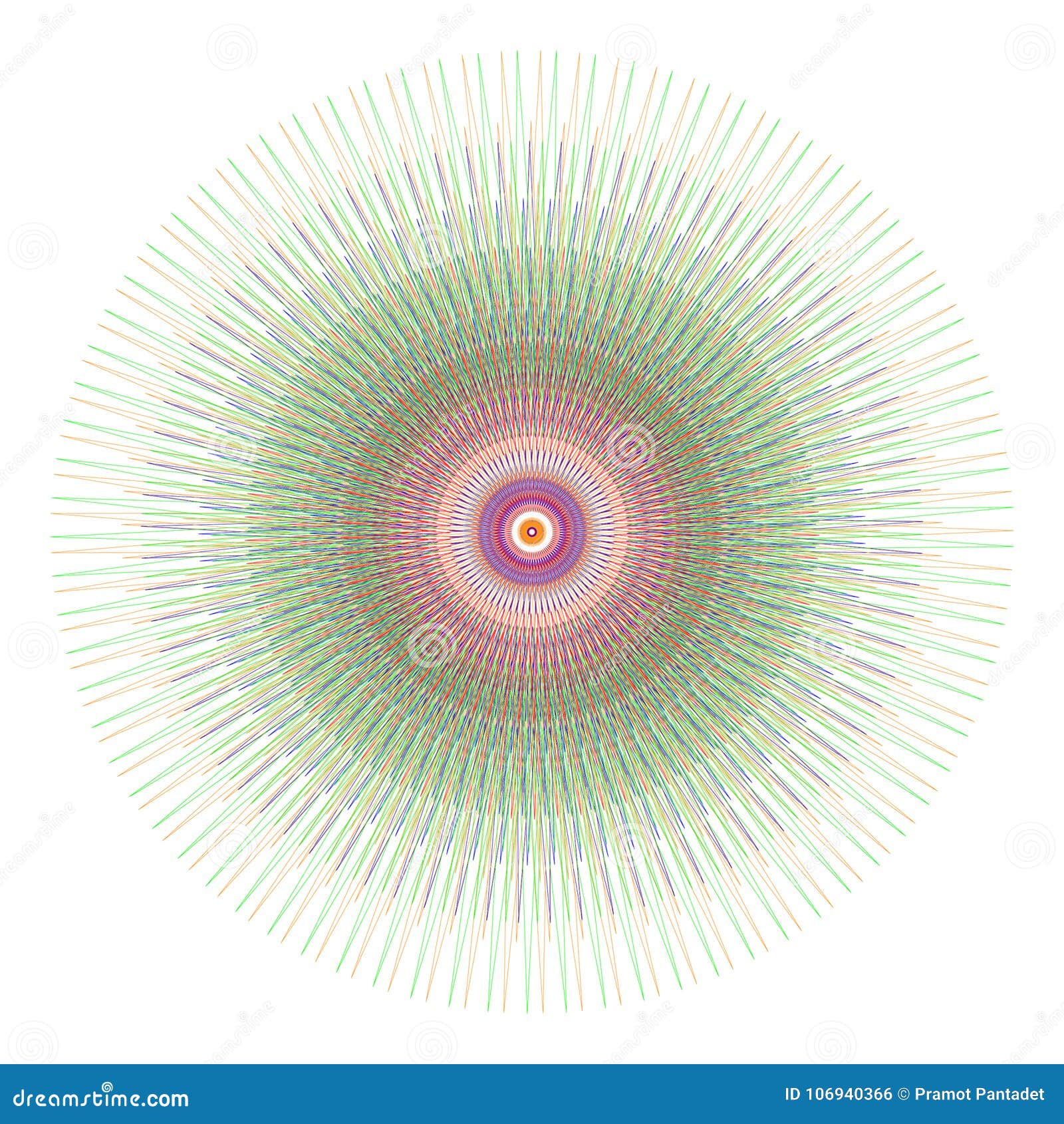 Pointed Line Circles Round Random Concentric Colorful on White ...
