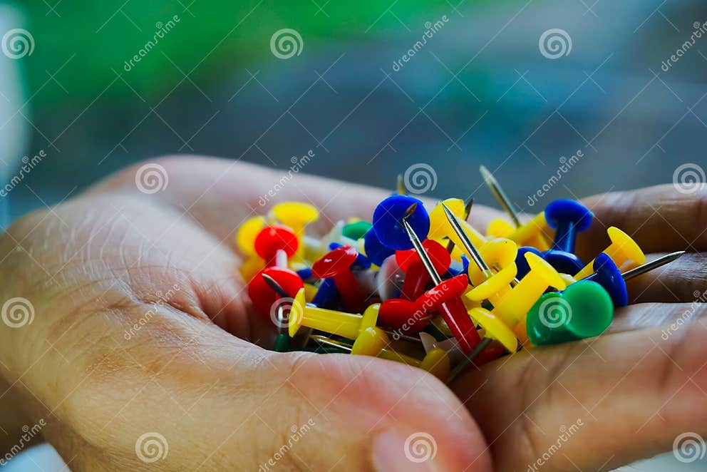 Pointed multicolored pins. stock image. Image of safety - 85552735