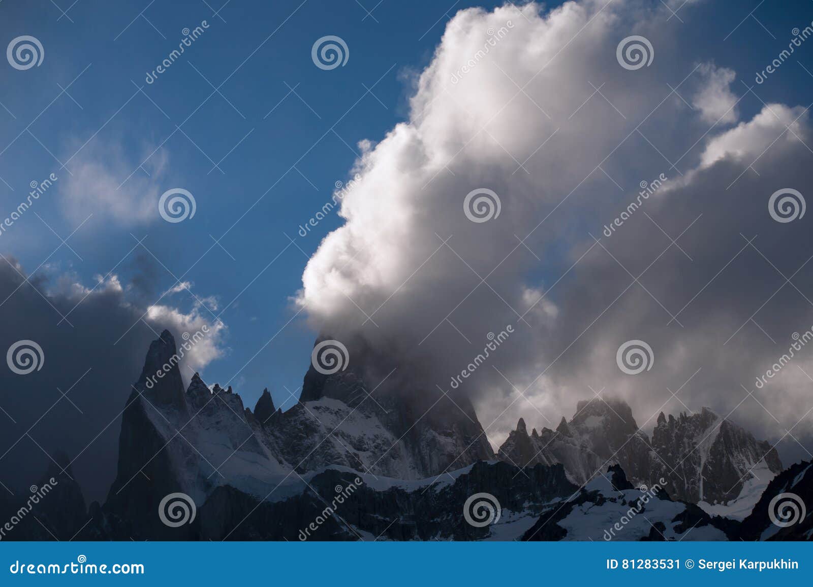 Pointed Peaks in the Clouds. Stock Image - Image of clouds, patagonia ...