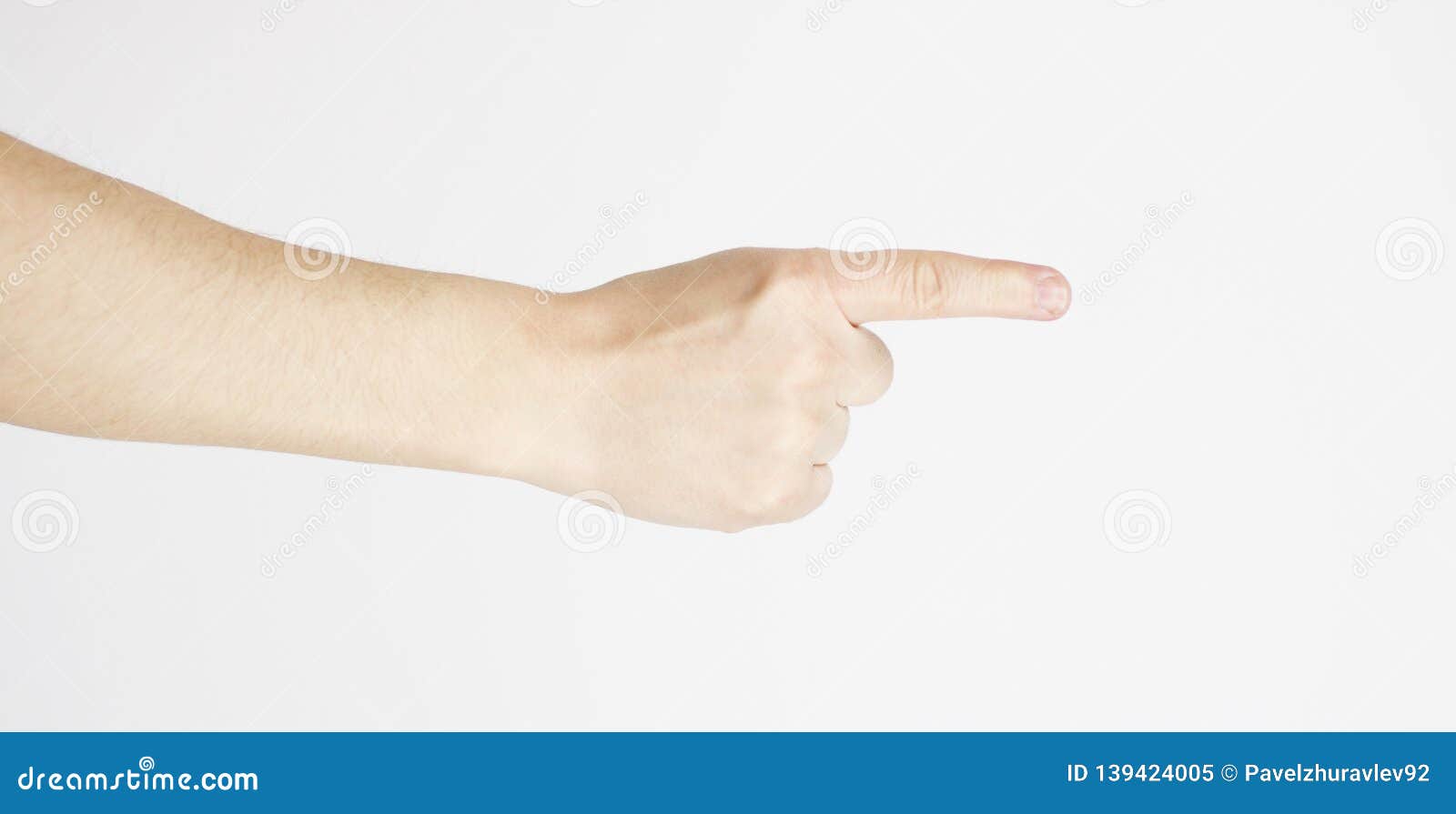 Pointed or Pushing Hand on White Stock Image - Image of caucasian ...