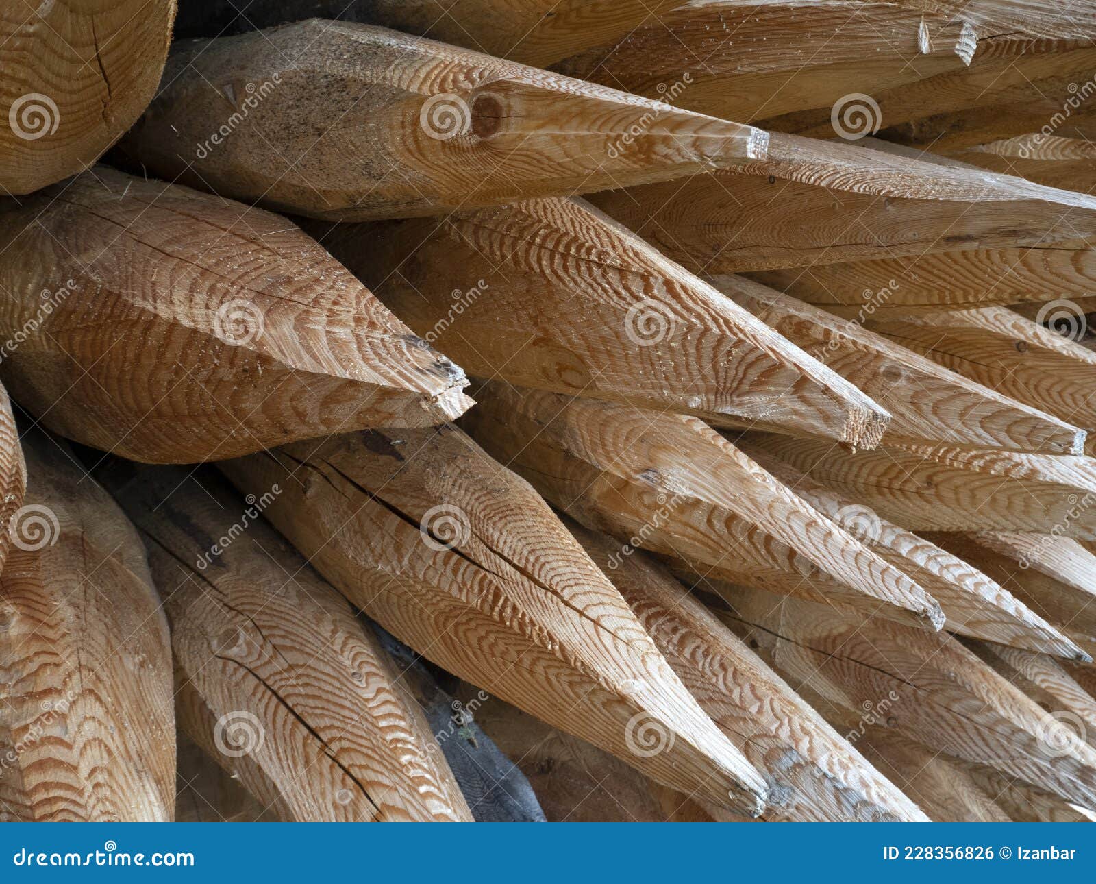 Pointed wood logs pattern stock photo. Image of timber - 228356826