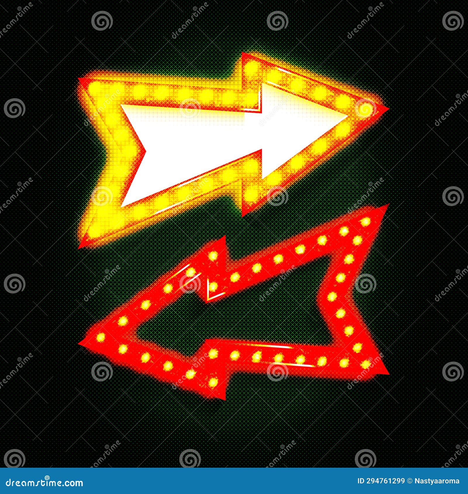 The Pointer is an Arrow with Retro-style Light Bulbs Stock Illustration ...