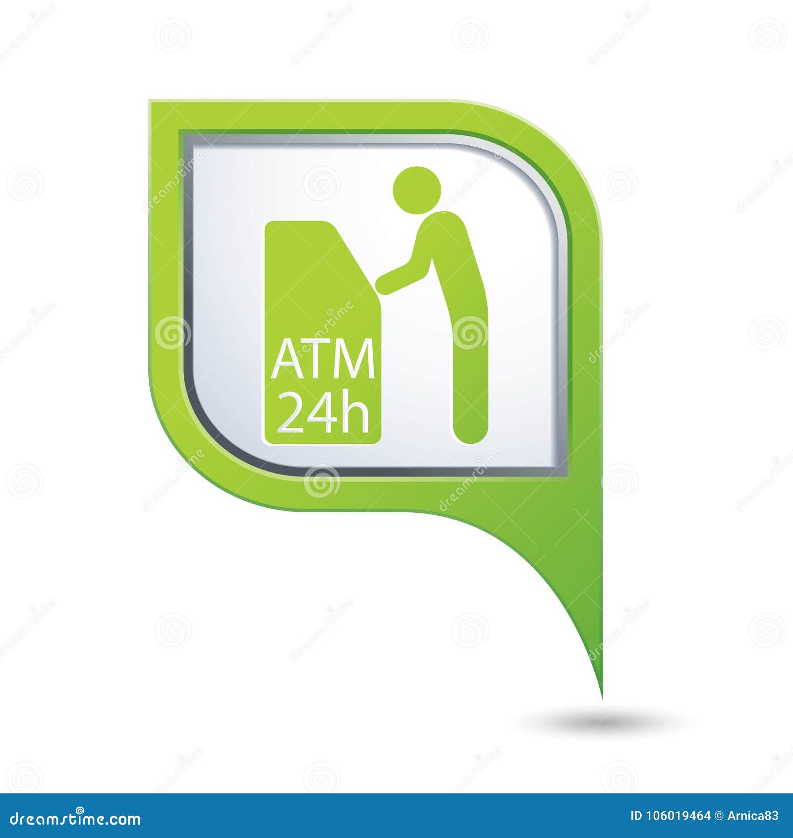 Pointer with ATM Cash Point Icon Stock Vector - Illustration of bubble ...