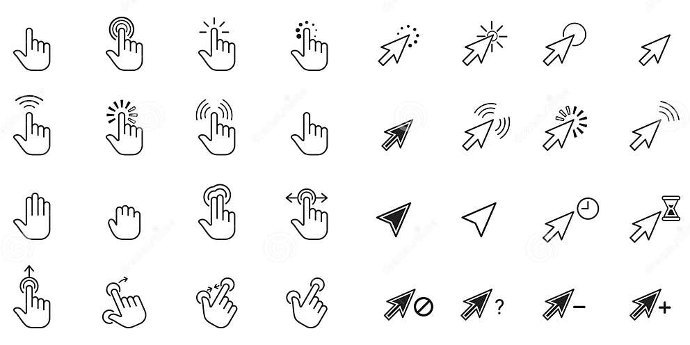 Pointer Click Icon Clicking Cursor Pointing Hand Clicks And Waiting