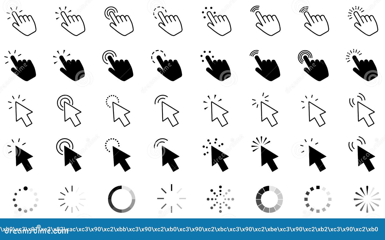 Pointer Click Icon Clicking Cursor Pointing Hand Clicks And Waiting