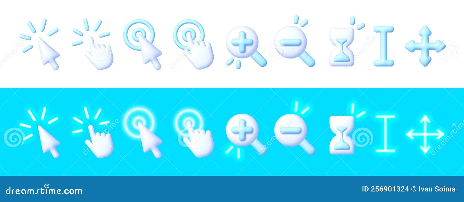 Pointer Click Icons 3d Vector Set Of Clicking Cursor 3d Pointing Hand 5989