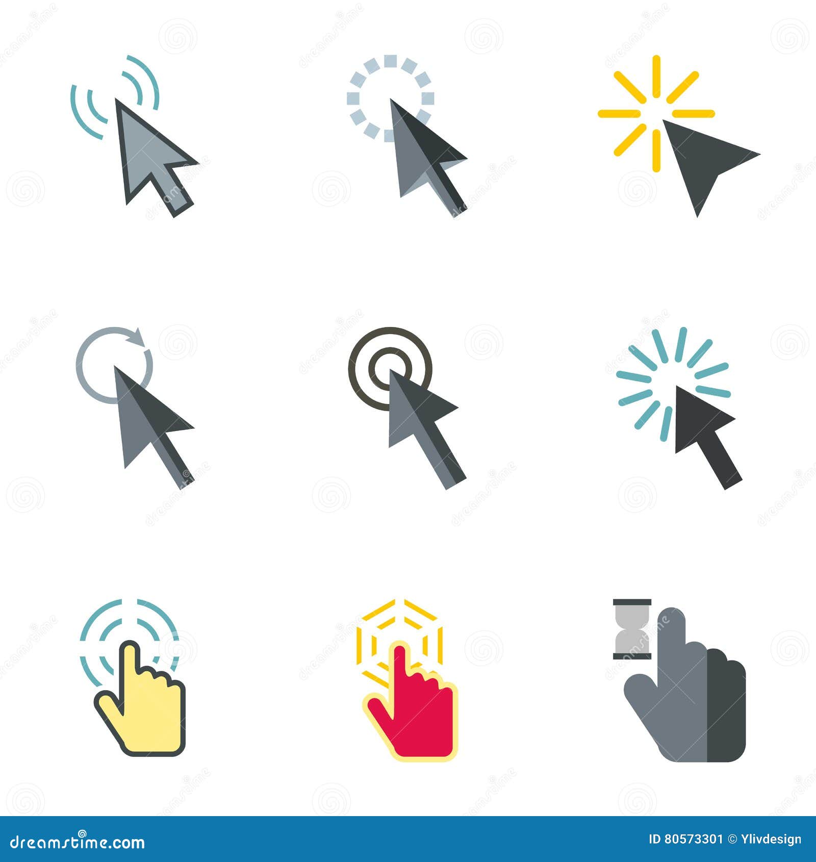 Pointer of Computer Icons Set, Flat Style Stock Vector - Illustration ...