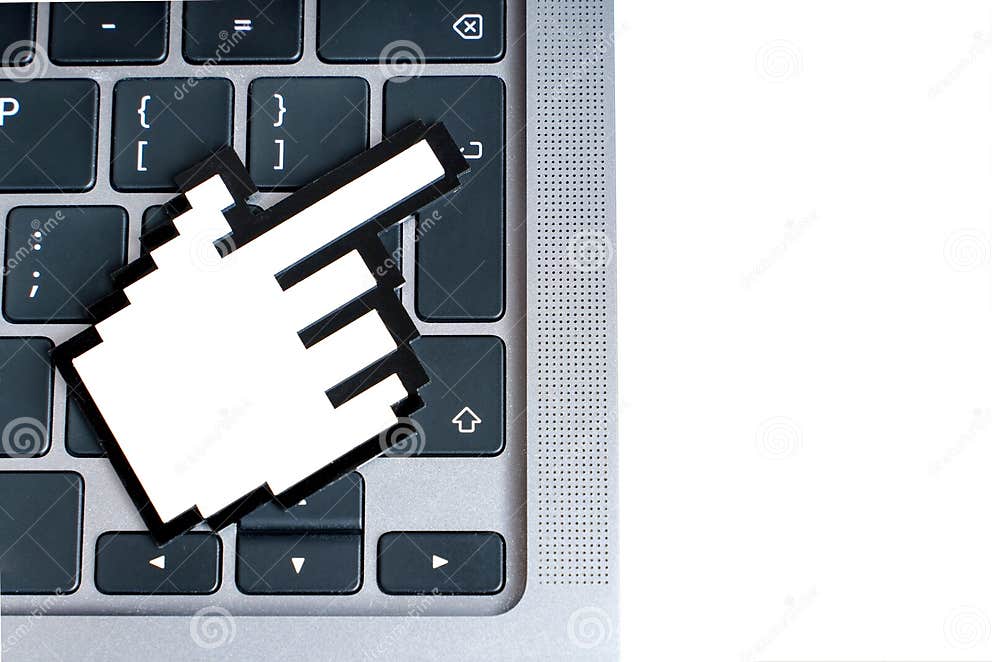 Pointer Cursor Shape Clicks Enter Key on a Laptop Stock Image - Image ...