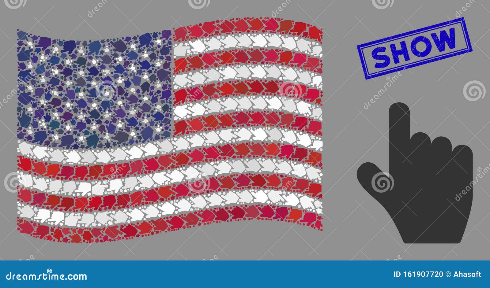United States Flag Stylization of Pointer Finger and Textured Show ...