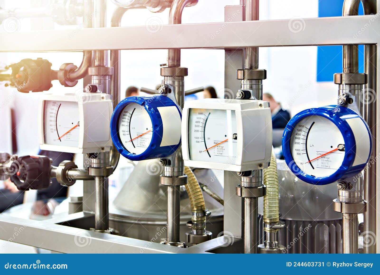Pointer Gauges Indicators of Water Flow Stock Image - Image of industry ...