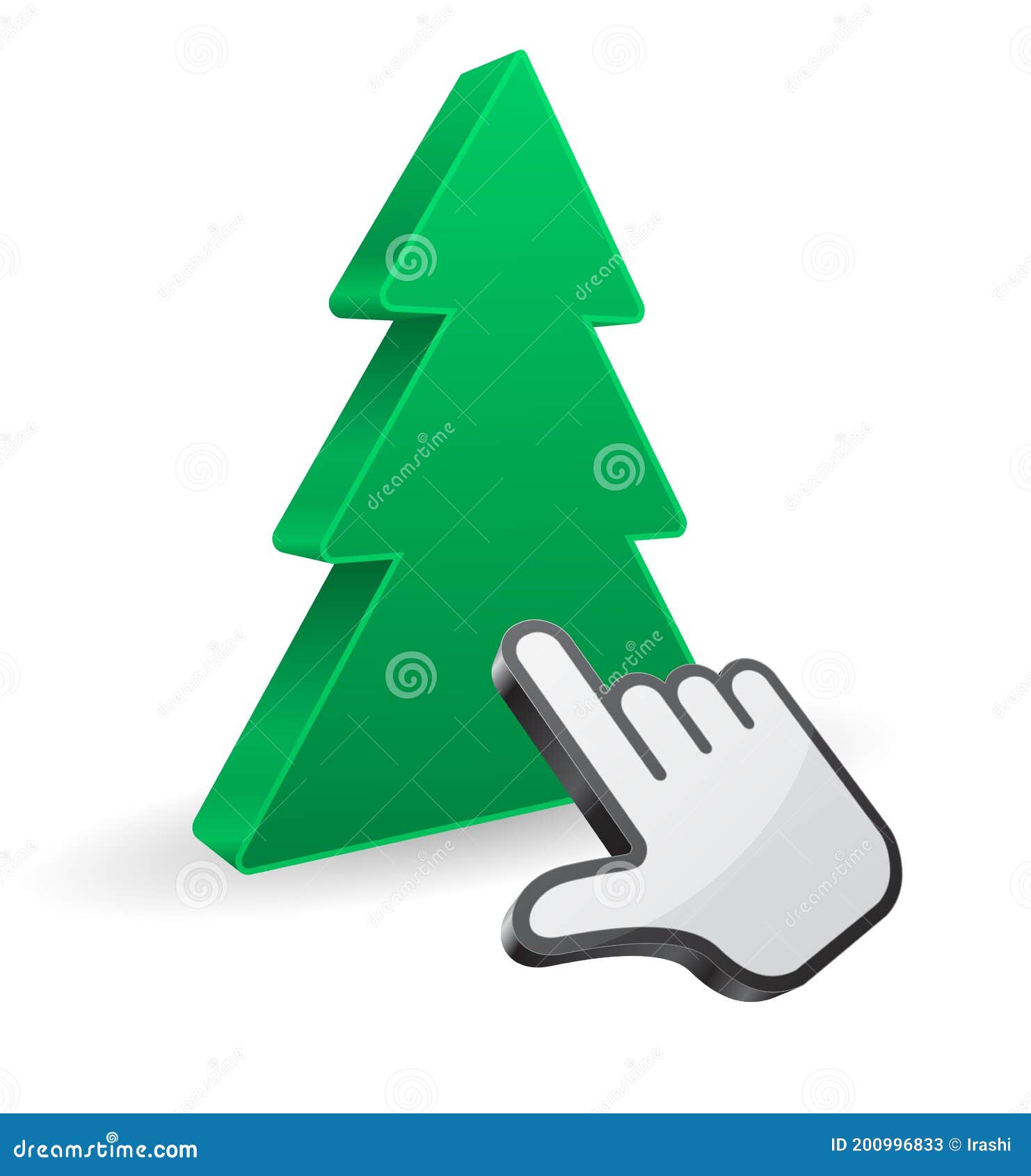 Pointer Hand Cursor with Christmas Tree Icon 3d Stock Vector ...