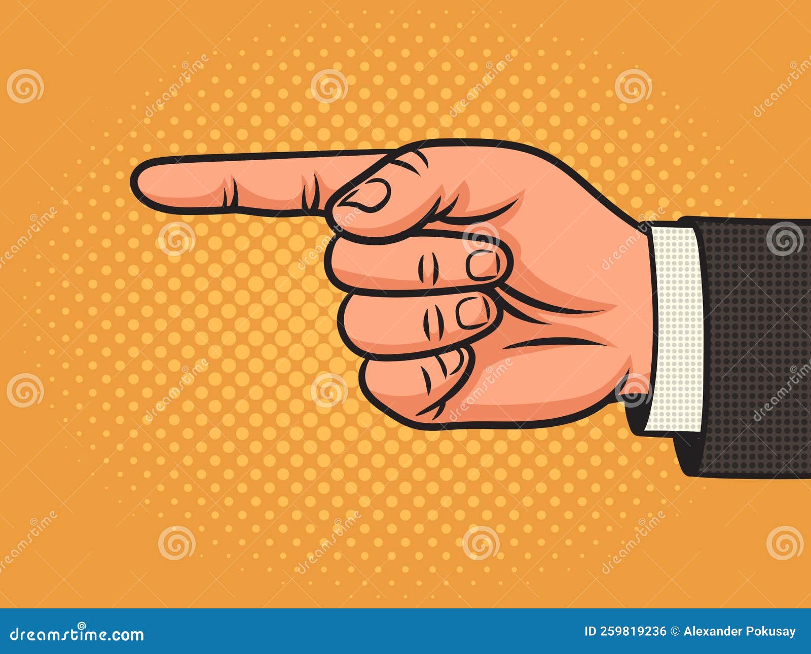 Pointer Hand with the Index Finger Pop Art Vector Stock Vector ...