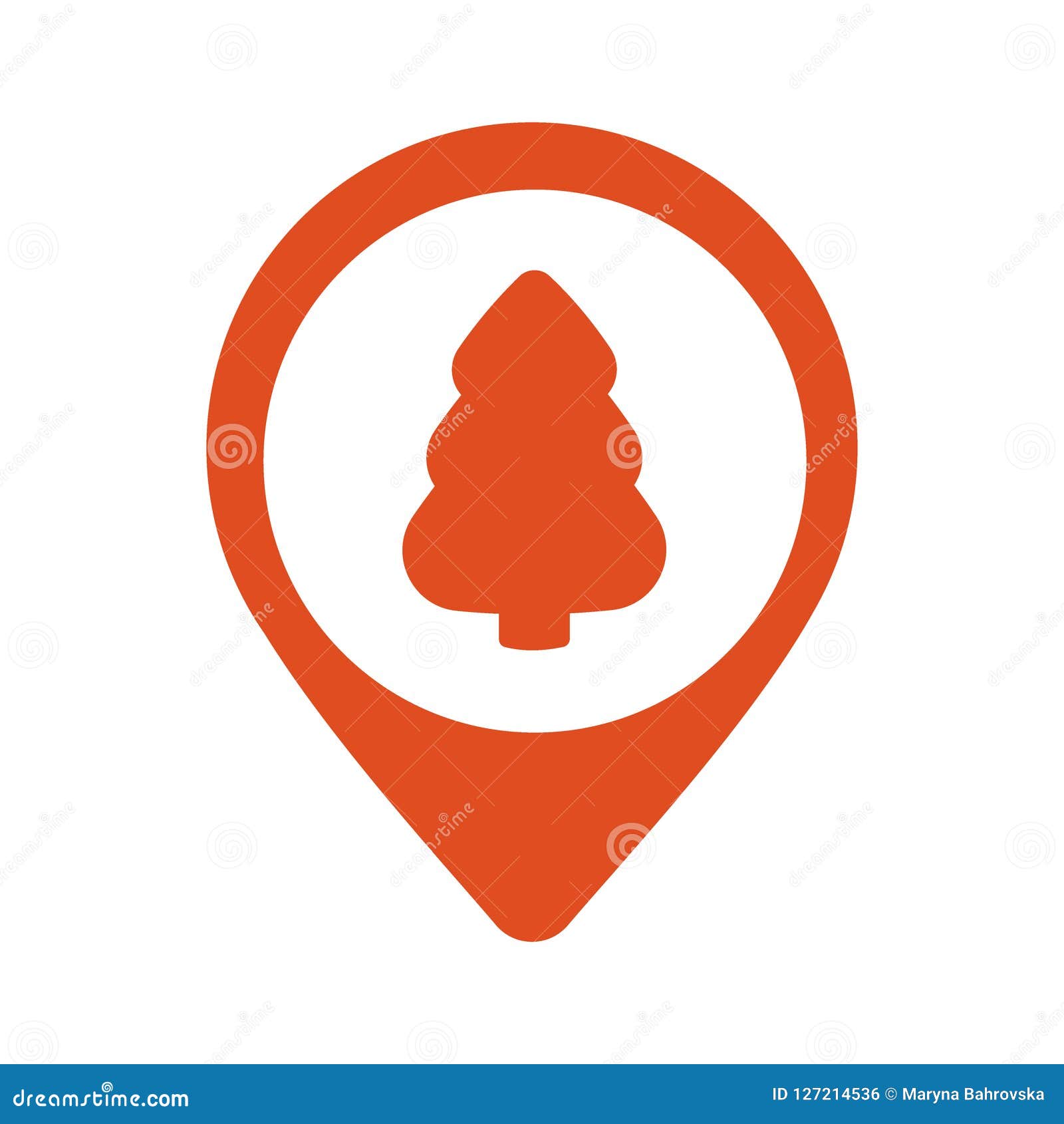 Pointer Icon with Christmas Tree on White Background, Map Pin Flat ...