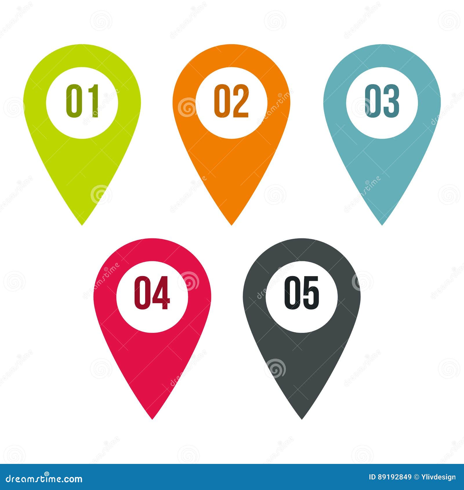 Pointer Icons Set, Flat Style Stock Vector - Illustration of button ...