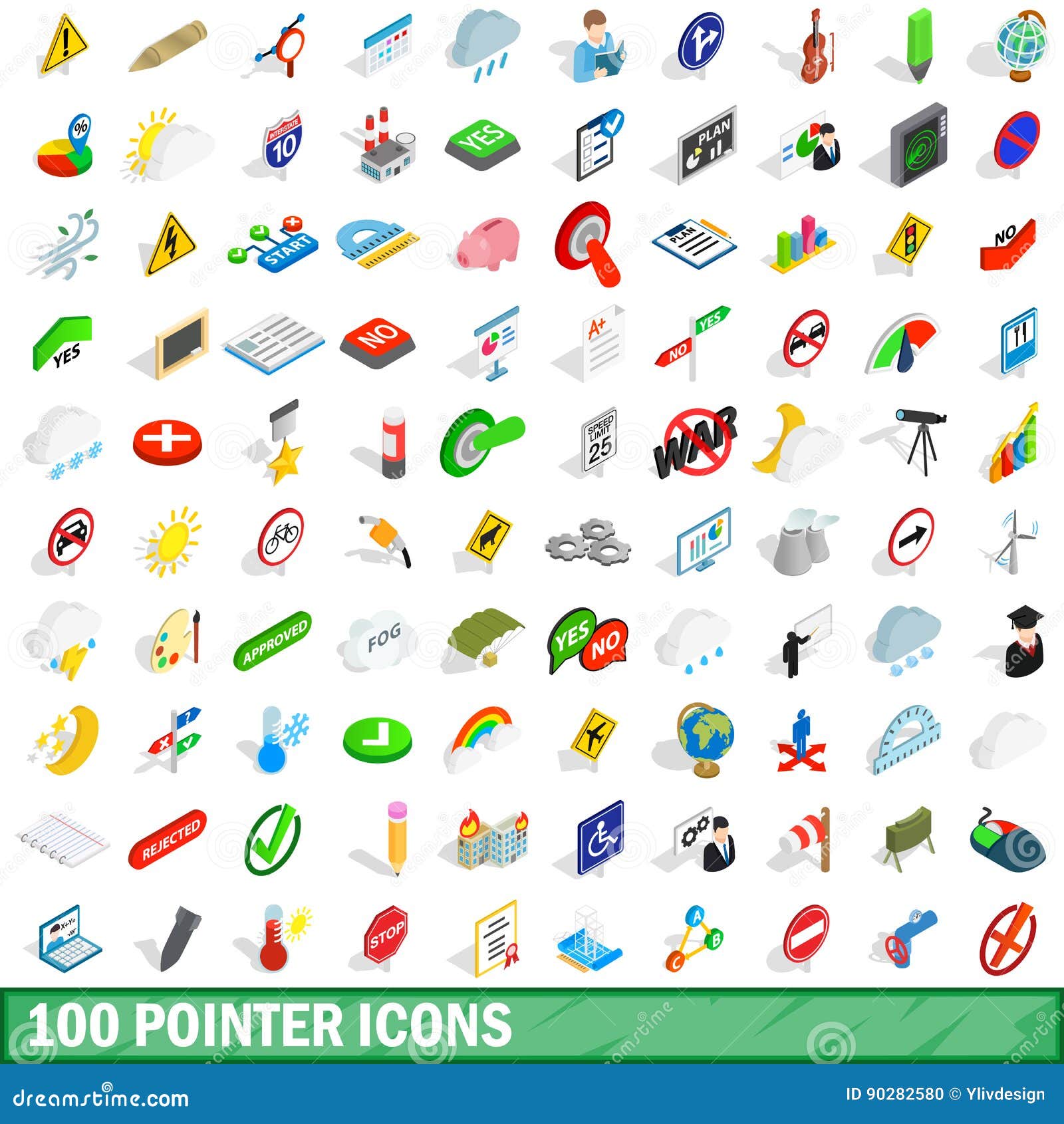 100 Pointer Icons Set, Isometric 3d Style Stock Vector - Illustration ...