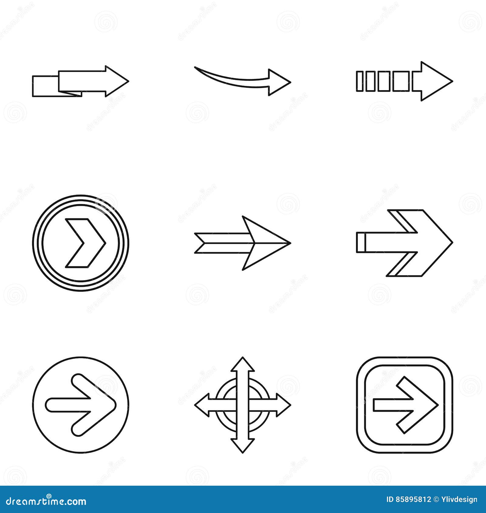 Pointer Icons Set, Outline Style Stock Vector - Illustration of ...
