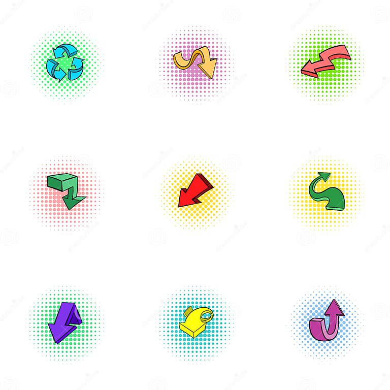 Pointer Icons Set, Pop-art Style Stock Vector - Illustration of next ...