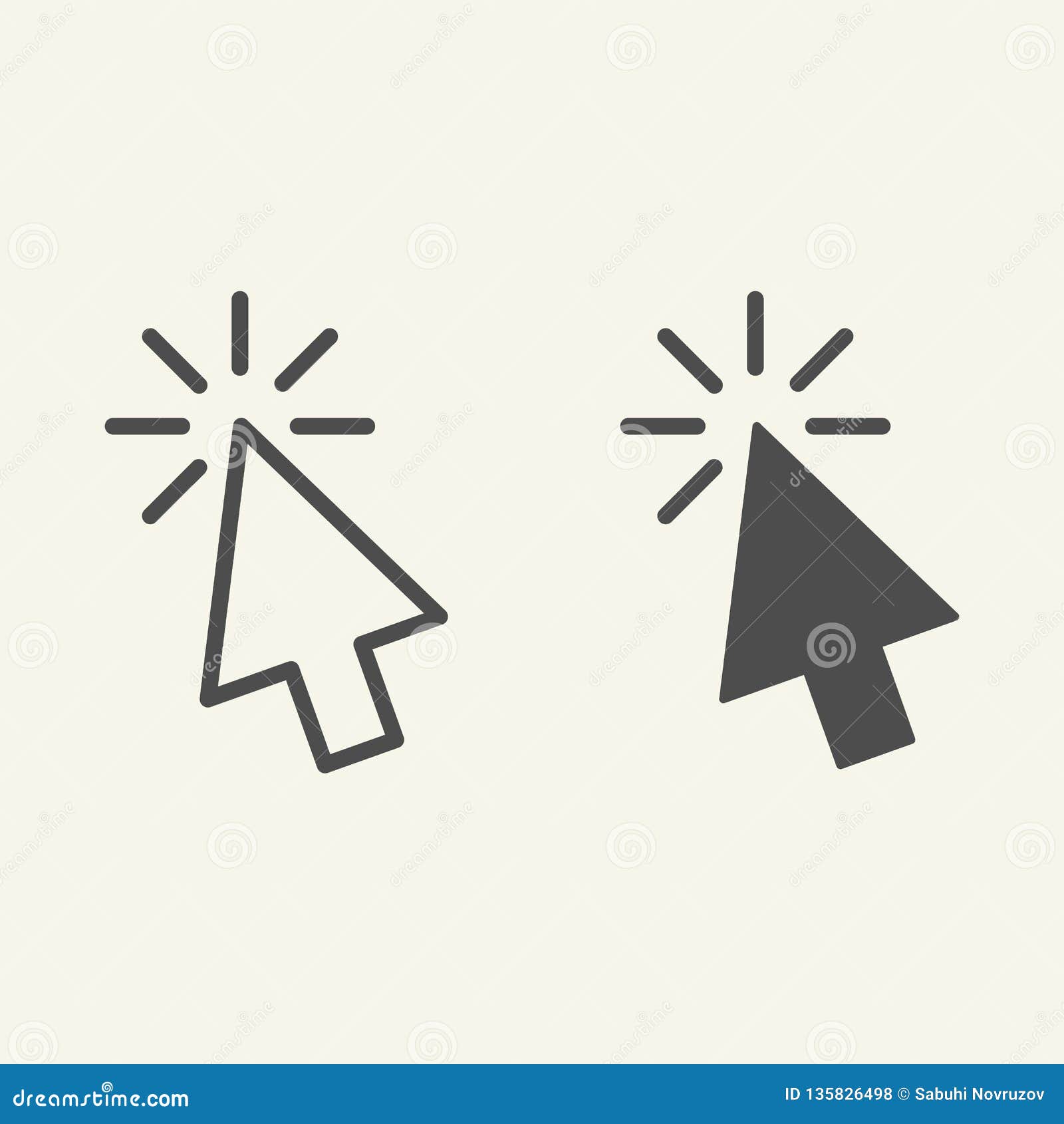 Pointer Line and Glyph Icon. Mouse Cursor Vector Illustration Isolated ...