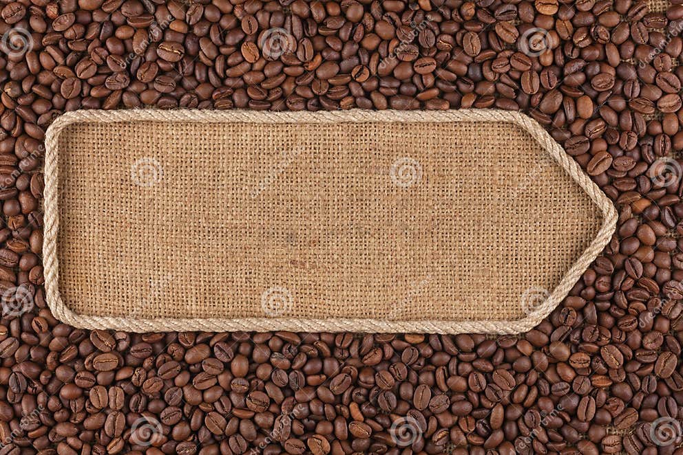Pointer Made from Rope with Coffee Beans Lying on Sackcloth Stock Image ...