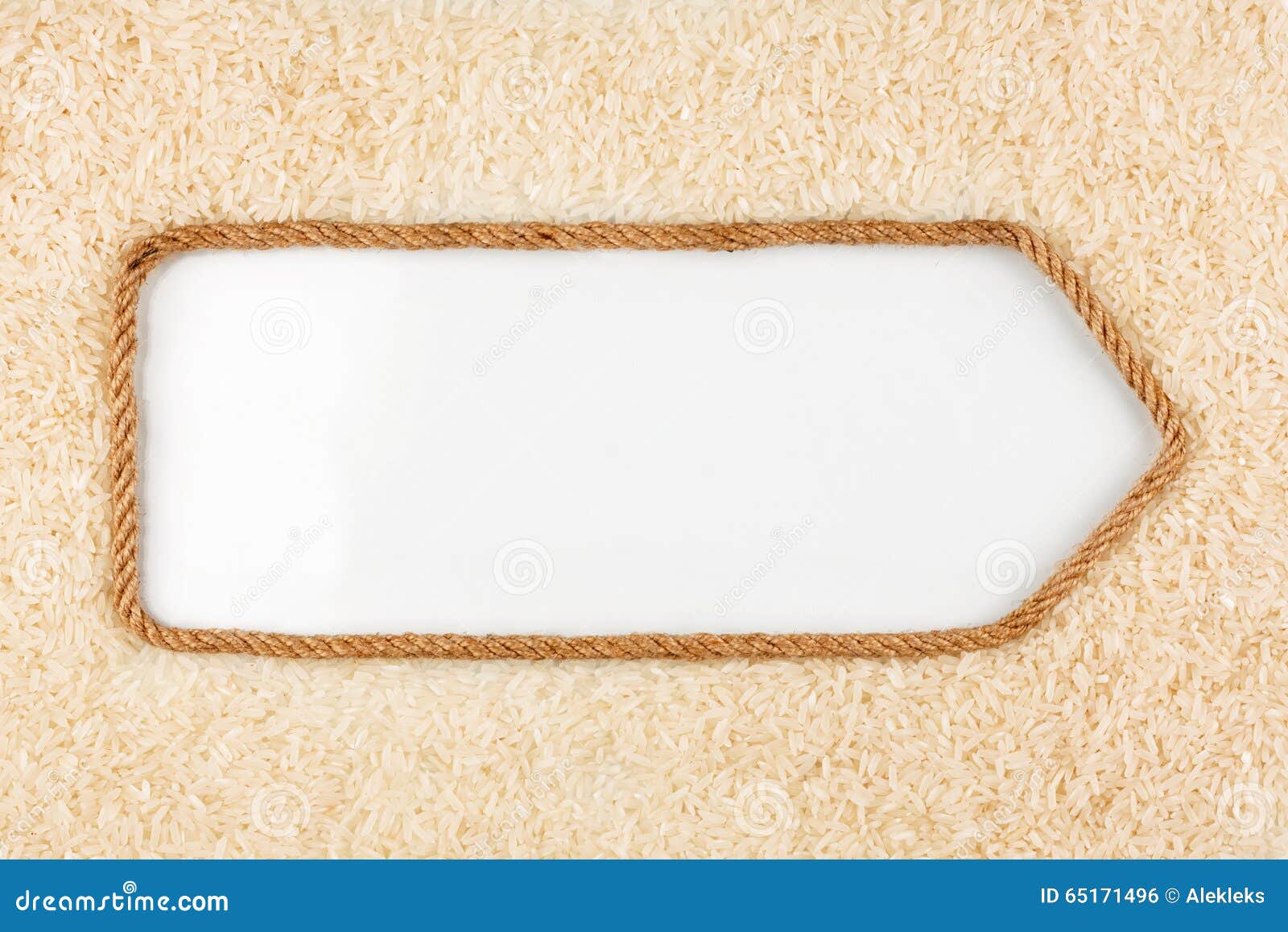 Pointer Made from Rope with Grains Rice Lying on a White Background ...