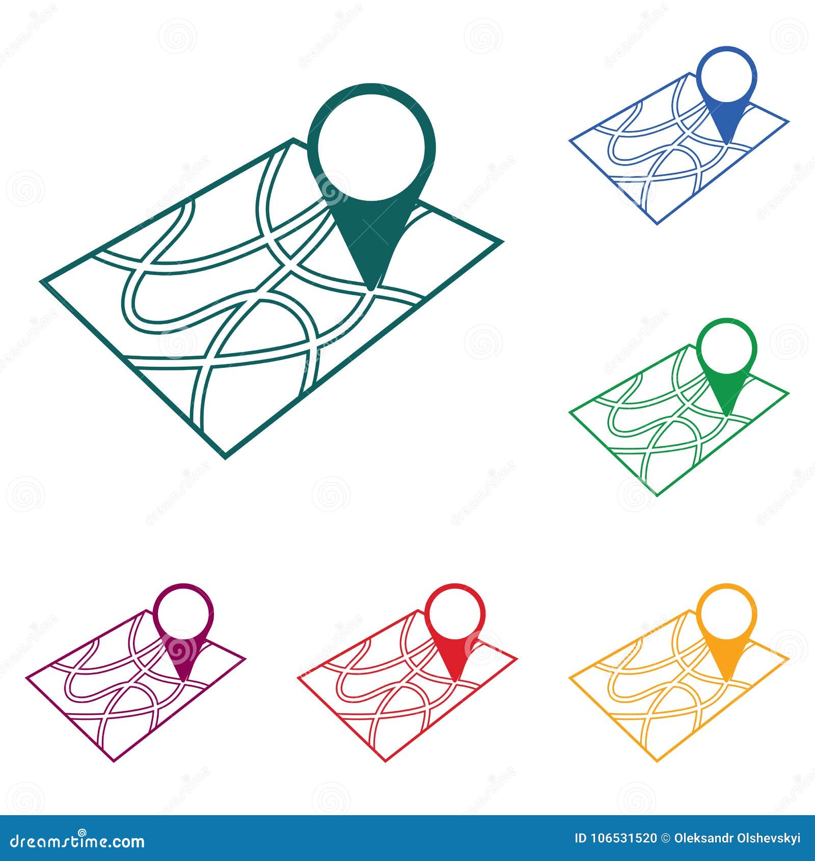 Pointer on map icon stock vector. Illustration of route - 106531520