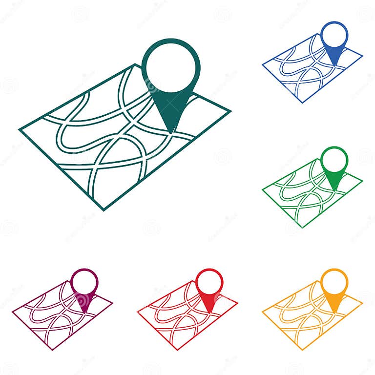 Pointer on map icon stock vector. Illustration of route - 106531520
