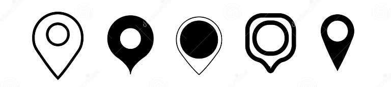 Pointer Map. Vector Isolated Collection of Solid Map Pointers. GPS Location Symbol Stock ...