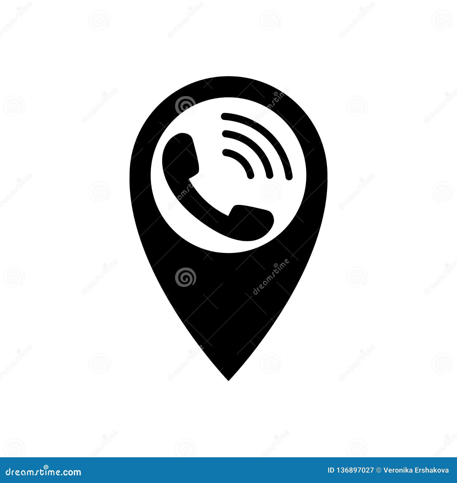 Pointer with Phone Icon. Pin Sign with Ringing Phone Stock Illustration ...