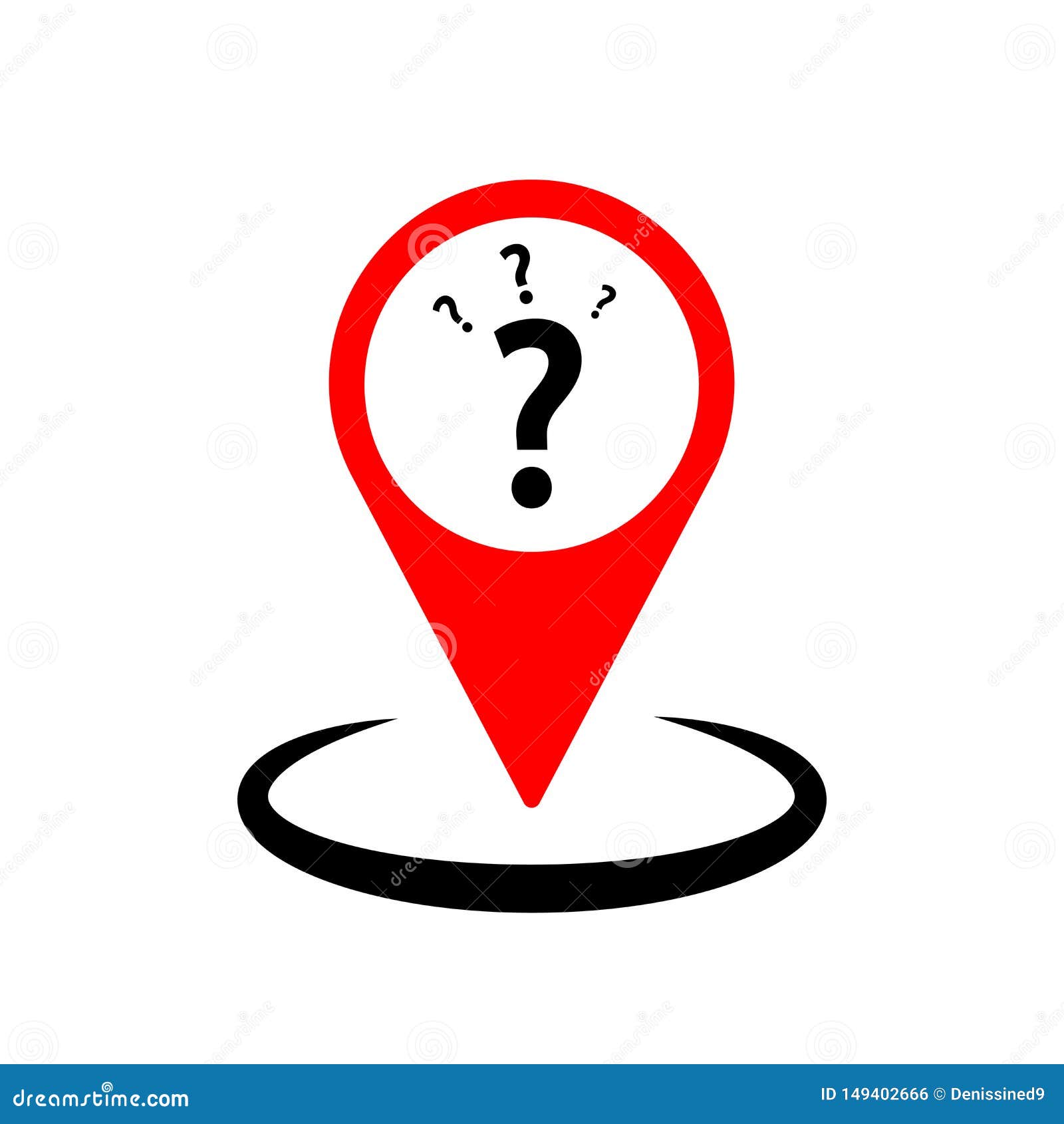 Pointer with Question Mark Sign Icon Design Template, Map Symbol ...