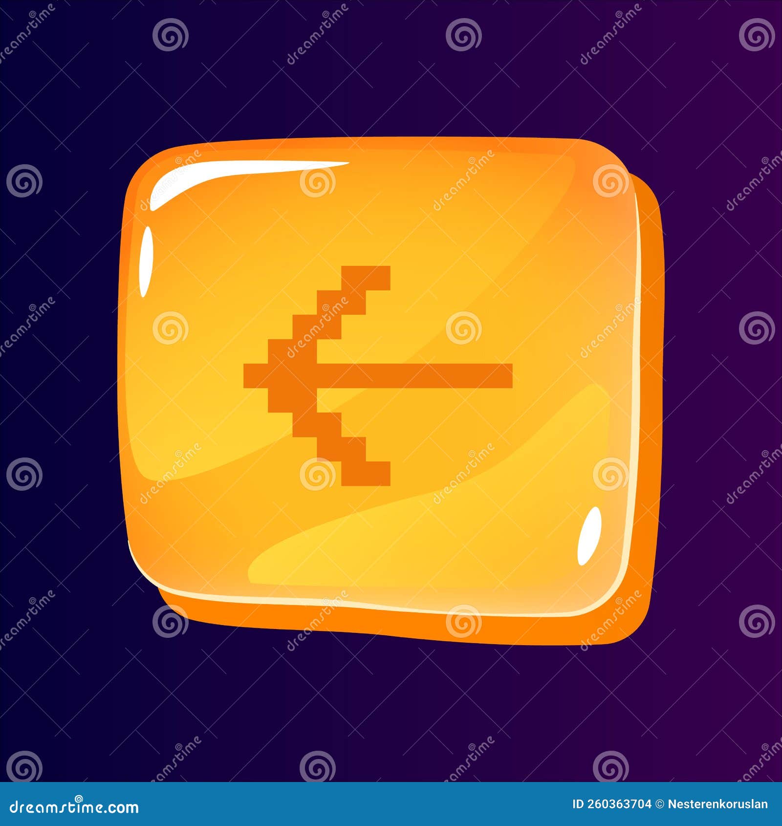 Pointer To Left Side Glossy Ui Button with Pixelated Icon Stock Vector - Illustration of left ...
