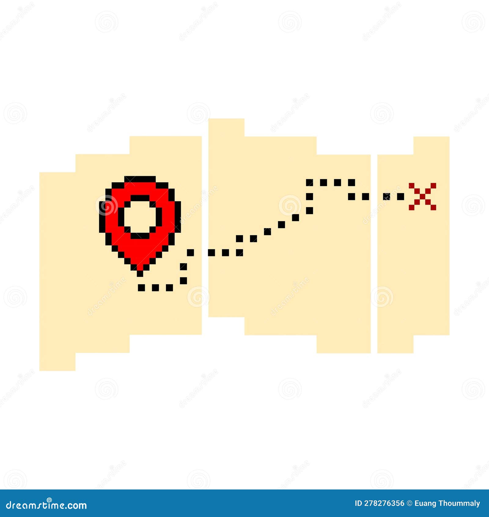 Pointer on Treasure Map Pixel Art Stock Vector - Illustration of locate ...