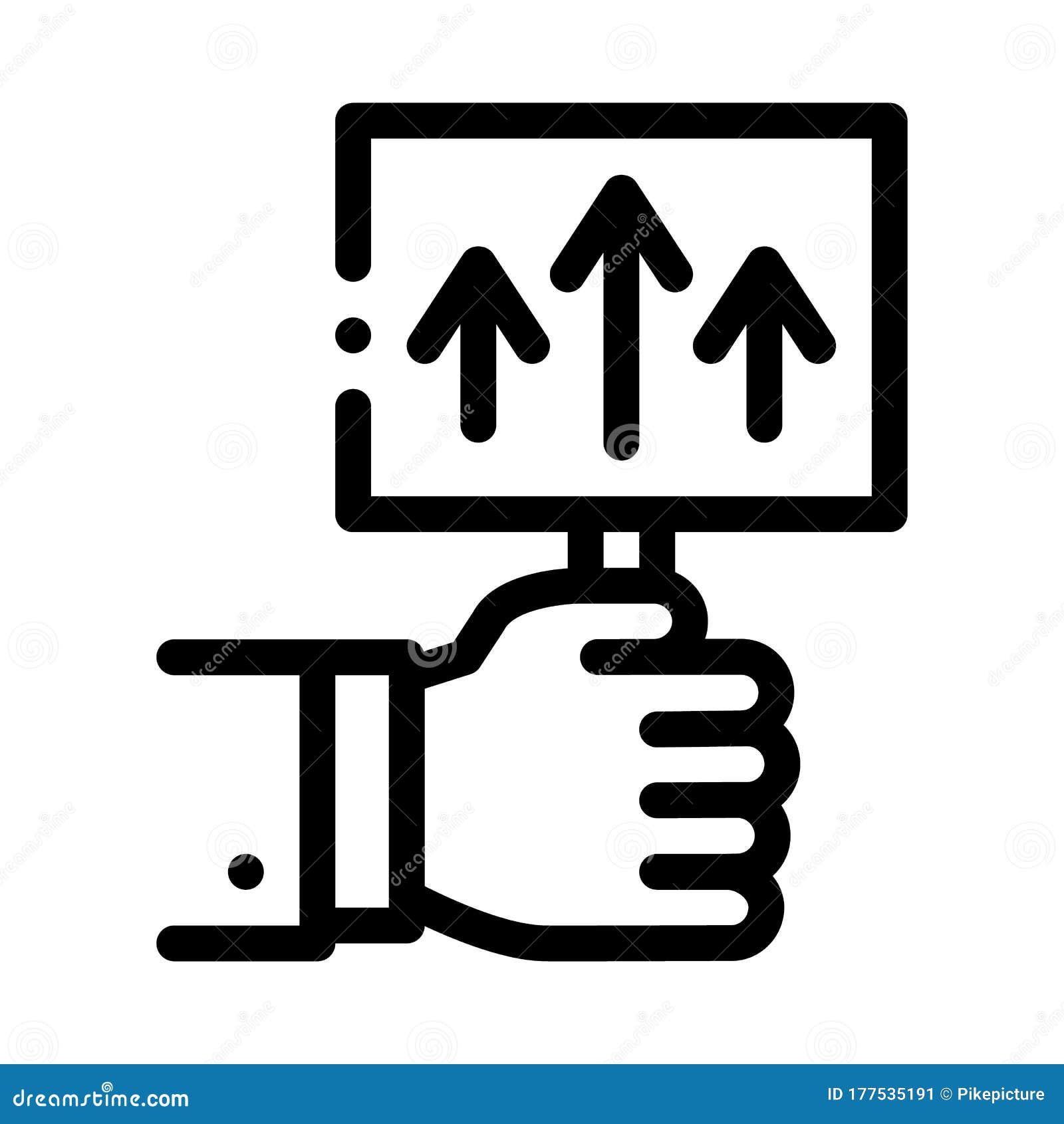 Pointer only Up Icon Vector Outline Illustration Stock Vector ...