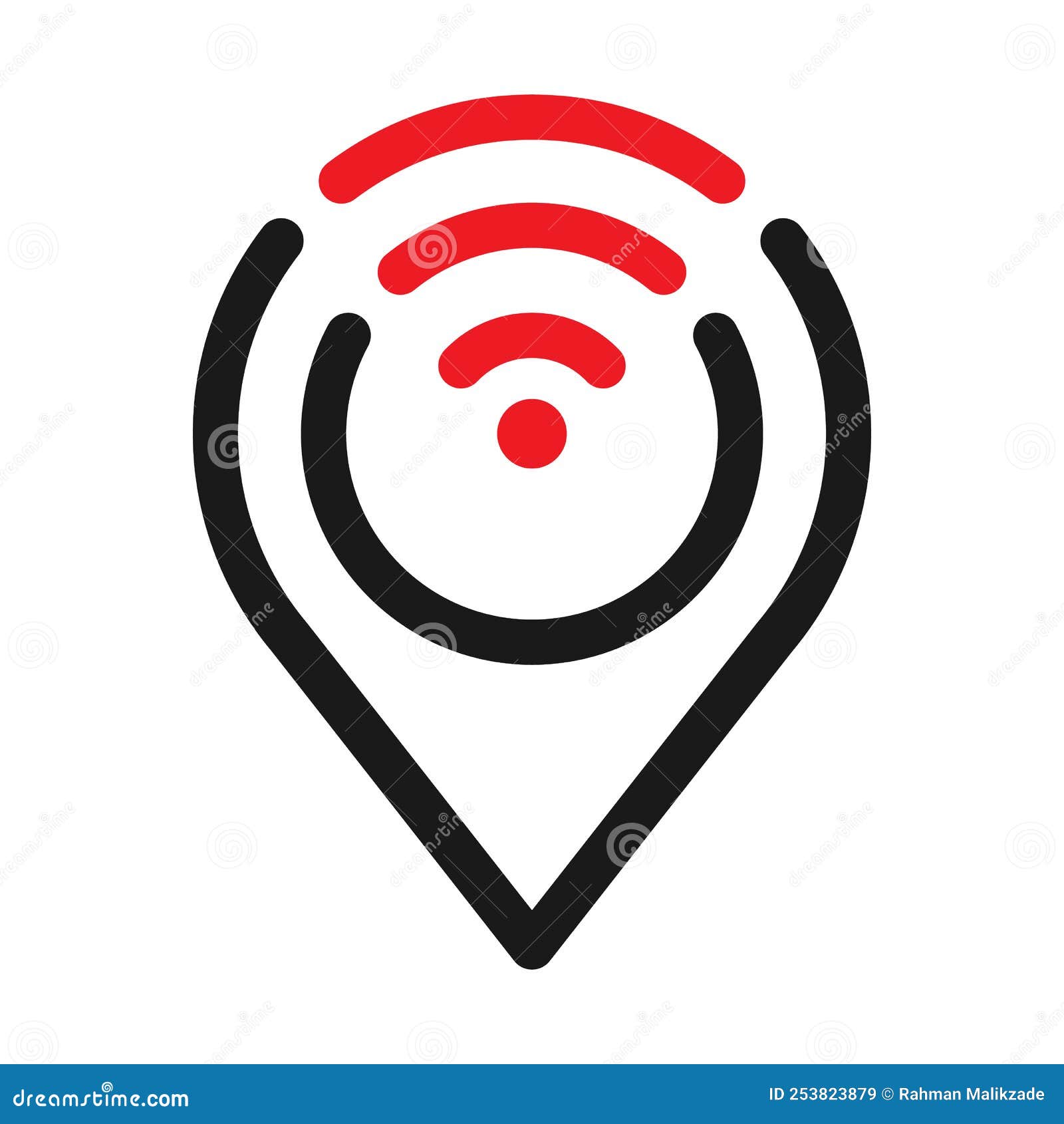 Pointer and Wifi Logo Icon. Map Pointer Internet Vector Illustration ...