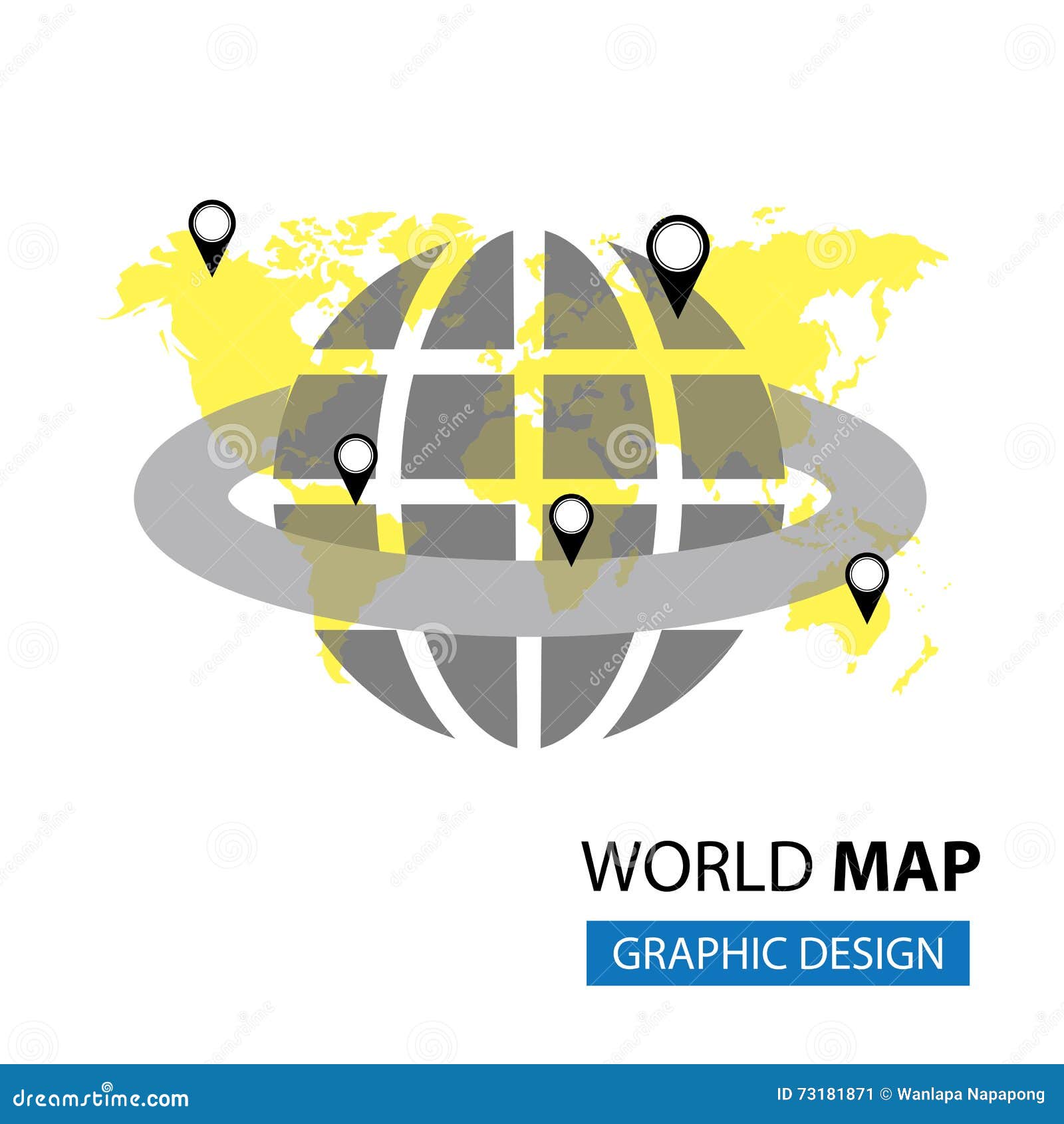Pointer in world map stock vector. Illustration of america - 73181871