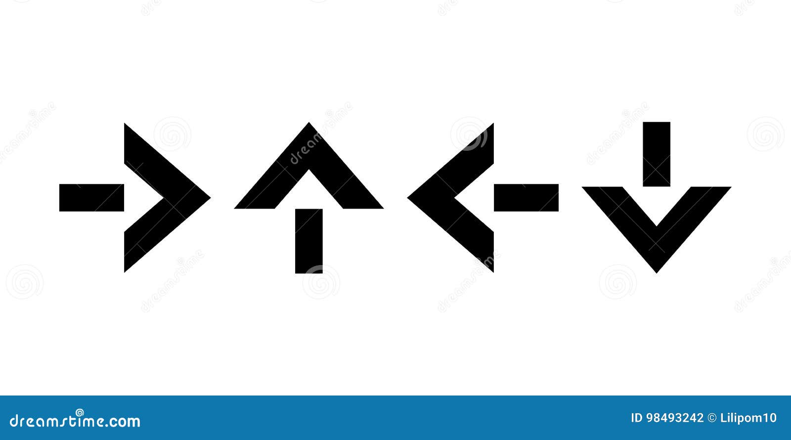 Pointers, Arrows the Direction of Motion. Black Silhouettes, Signs ...