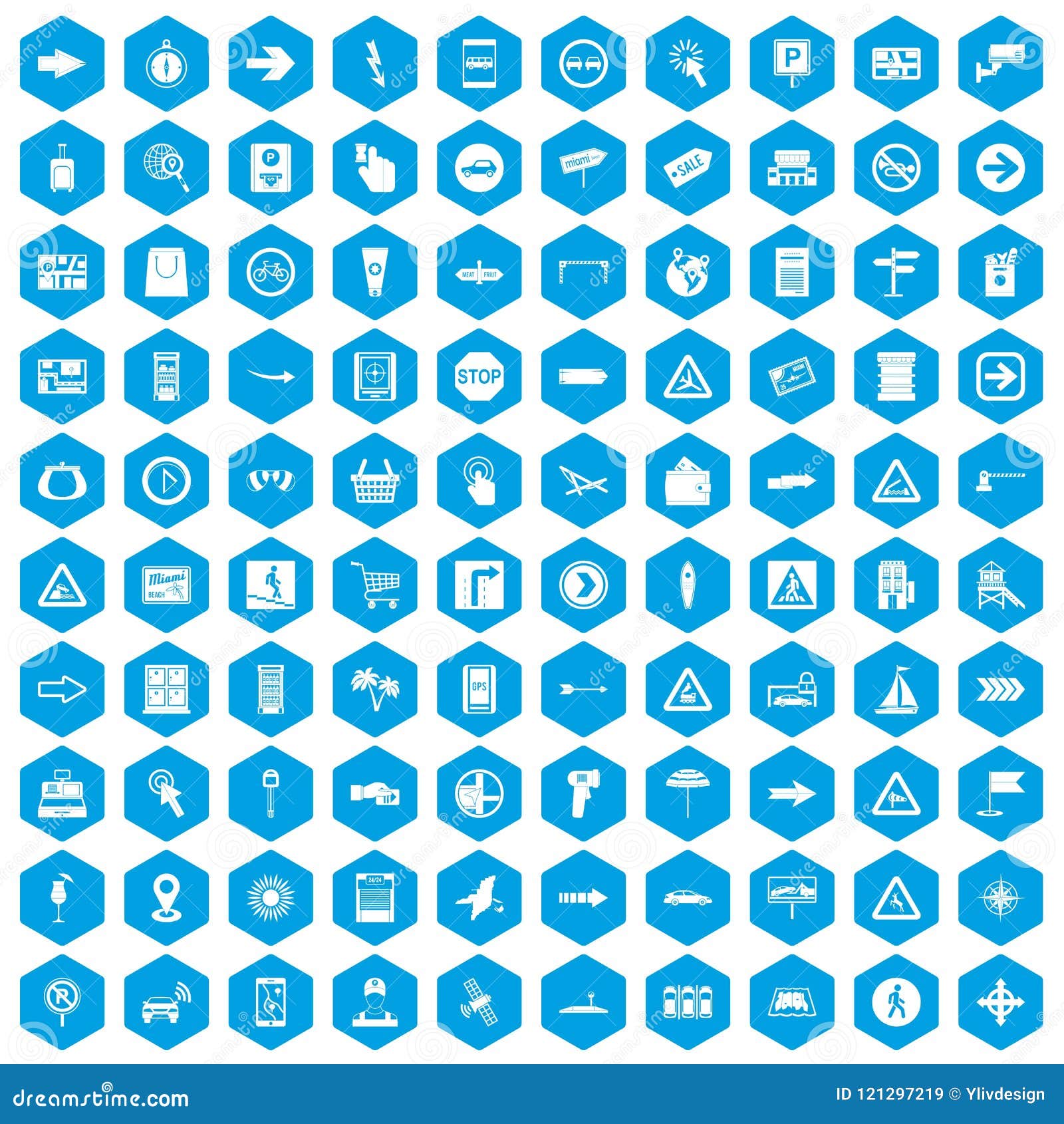 100 Pointers Icons Set Blue Stock Vector - Illustration of palm, money ...