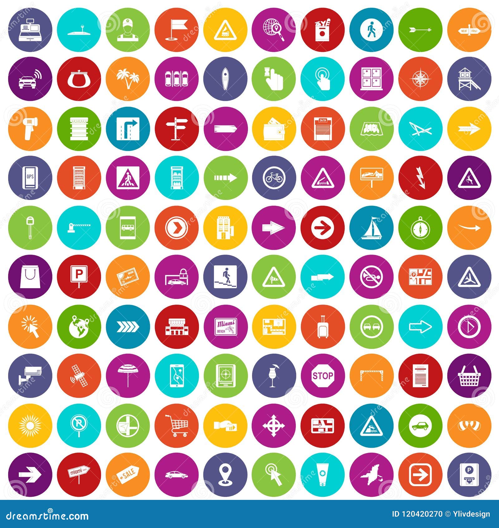 100 Pointers Icons Set Color Stock Vector - Illustration of mobile ...