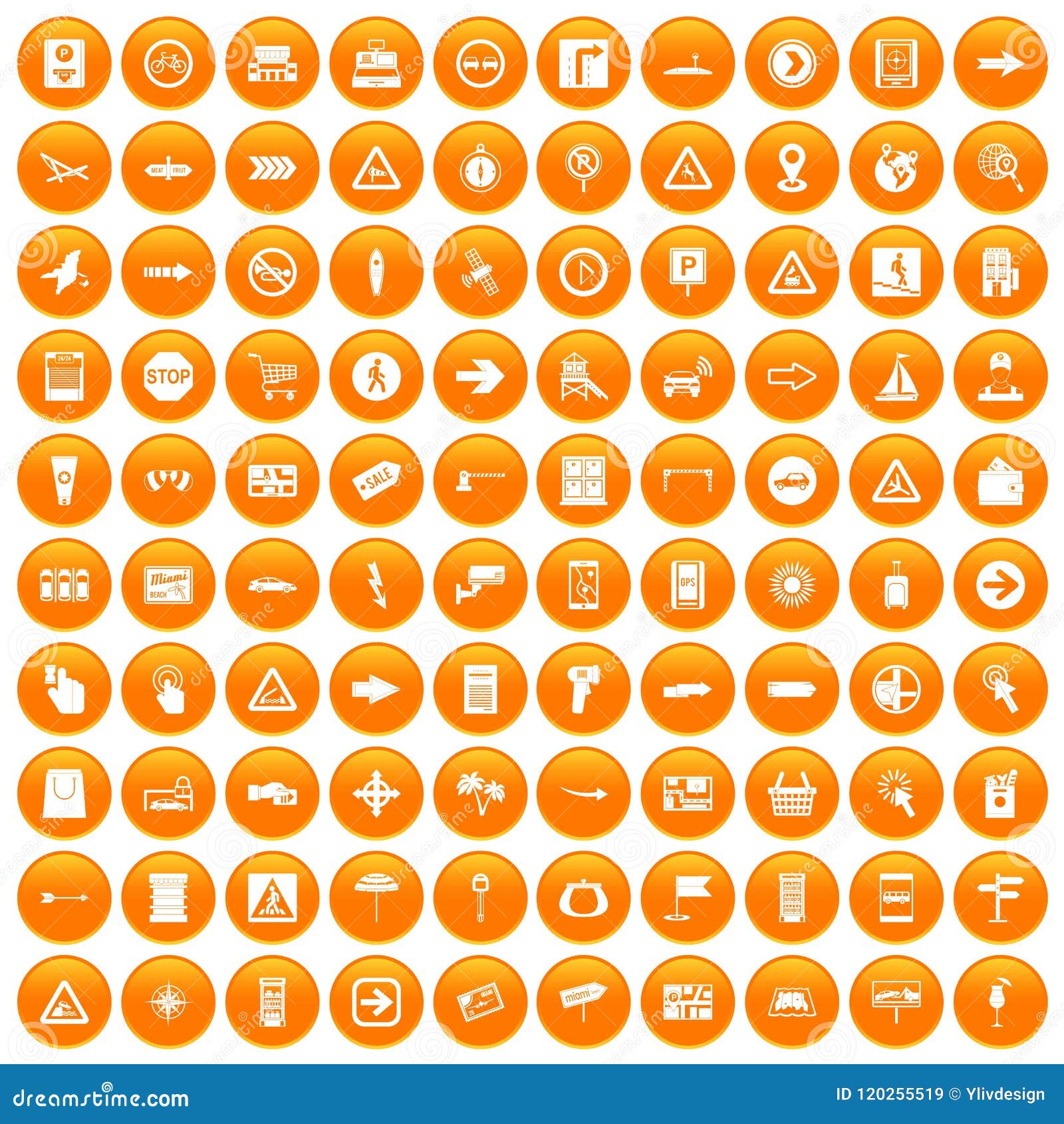 100 Pointers Icons Set Orange Stock Vector - Illustration of finger ...